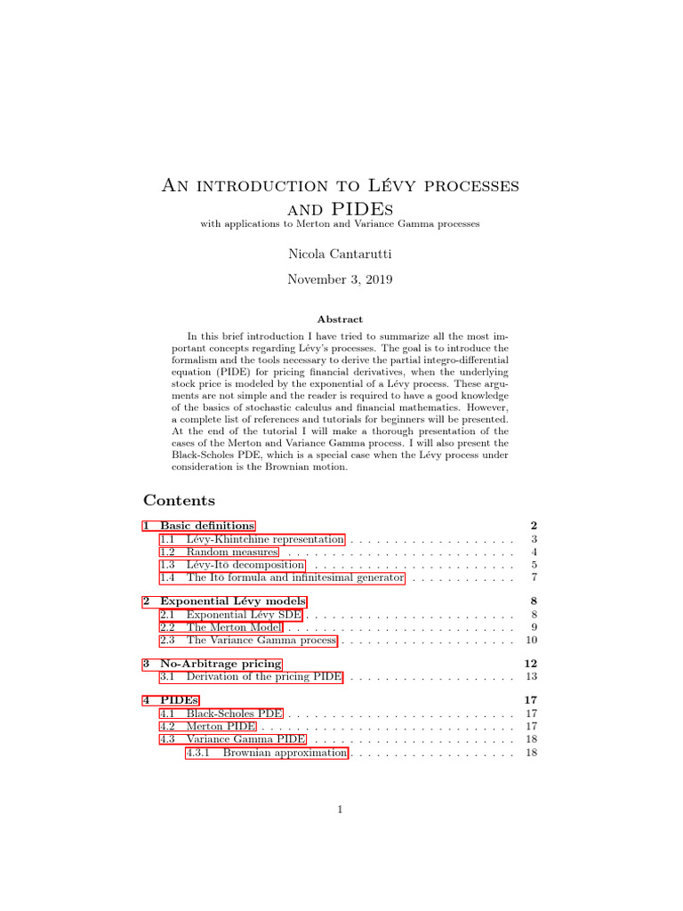 A.3 Introduction To Lévy Processes and PIDEs | PDF | Applied Mathematics | Mathematics