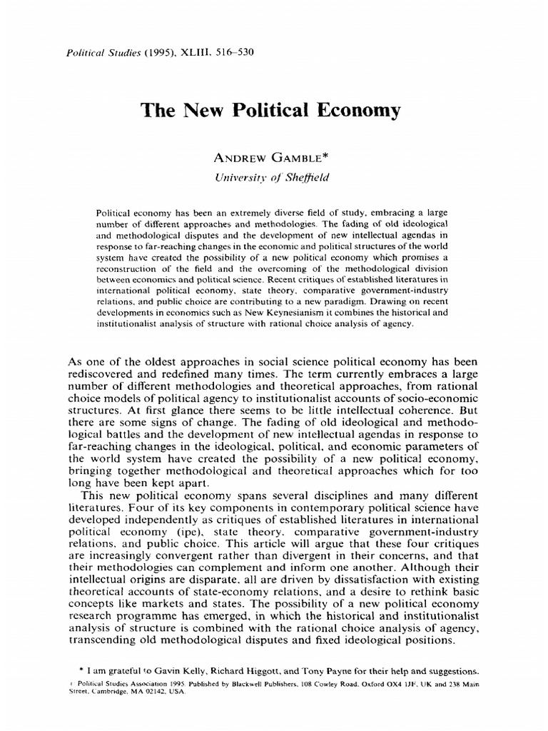 The new political economy - andrew gamble | PDF | Economics | Political ...