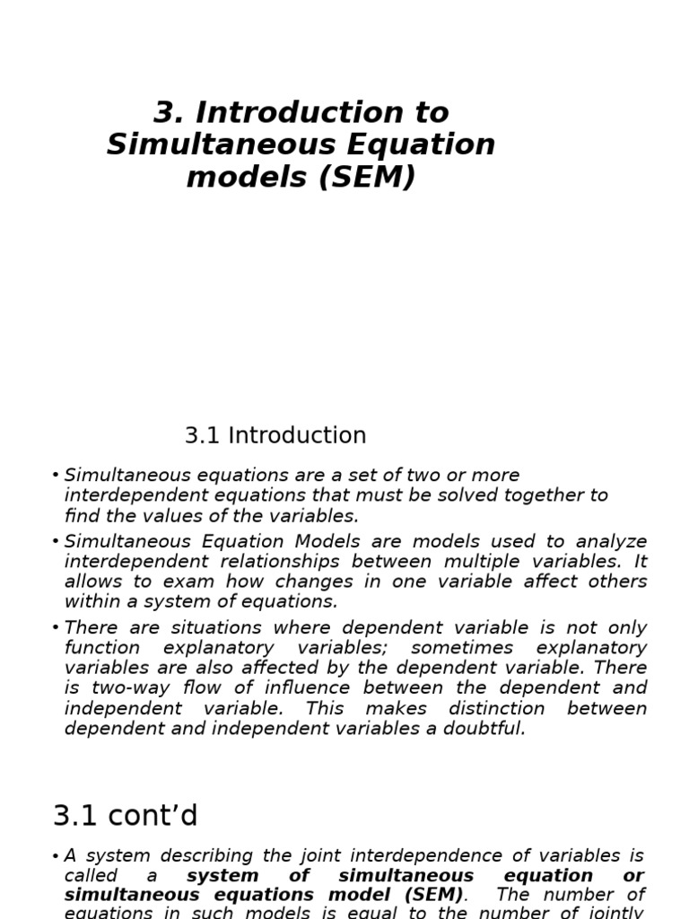 Chap 3 - SEM - Simultaneous Equations | PDF | Endogeneity (Econometrics) | Ordinary Least Squares