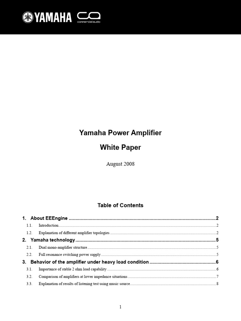 Yamahapoweramp Whitepaper en | PDF | Amplifier | Power Supply