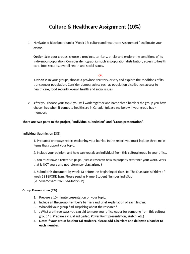 Culture and Healthcare Assignment | PDF