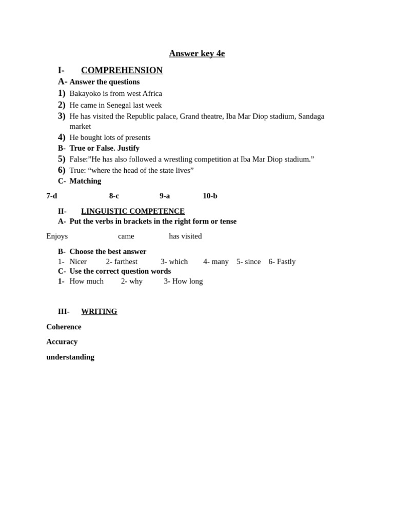 Answer Key 4e | PDF