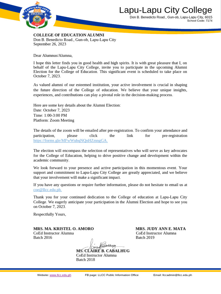 ALUMNI INVITATION LETTER | PDF