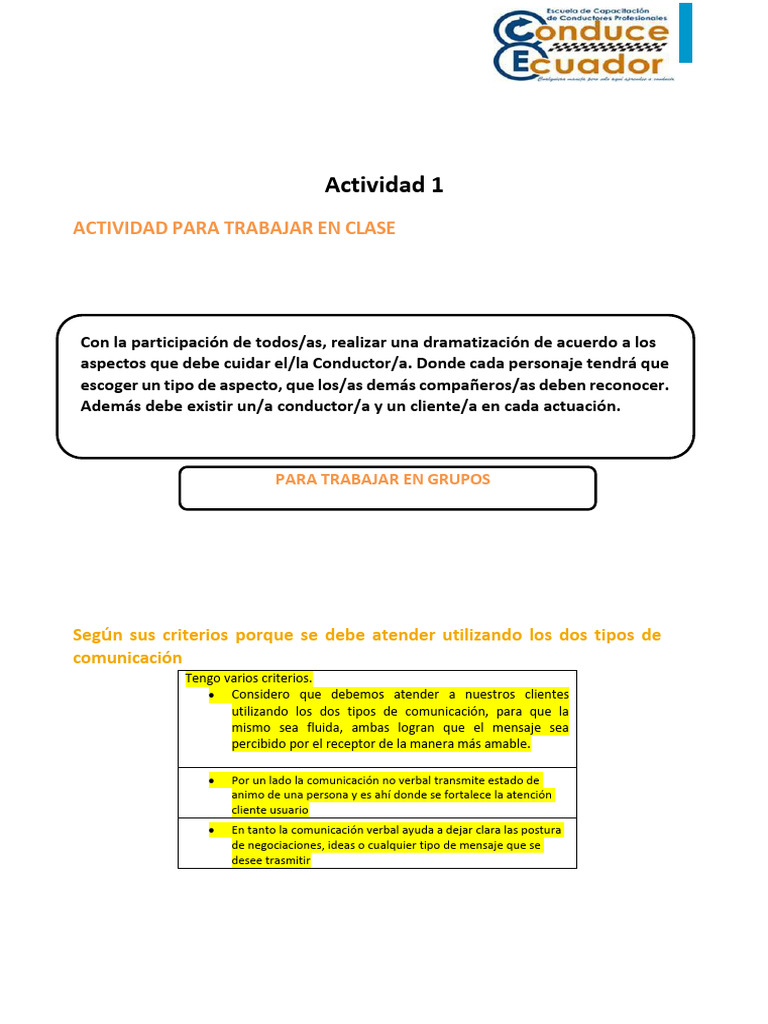 DEBER Actividades de La UNIDAD 1 | PDF