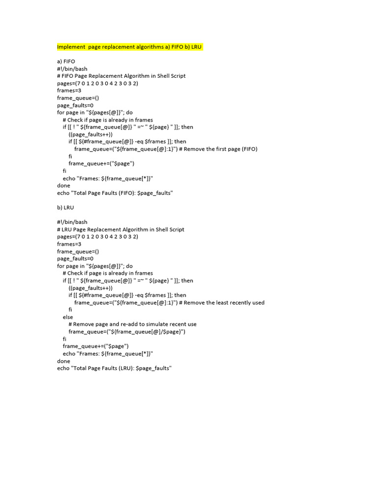 Implement Page Replacement Algorithms Docx | PDF | Computer Data | Computer Science