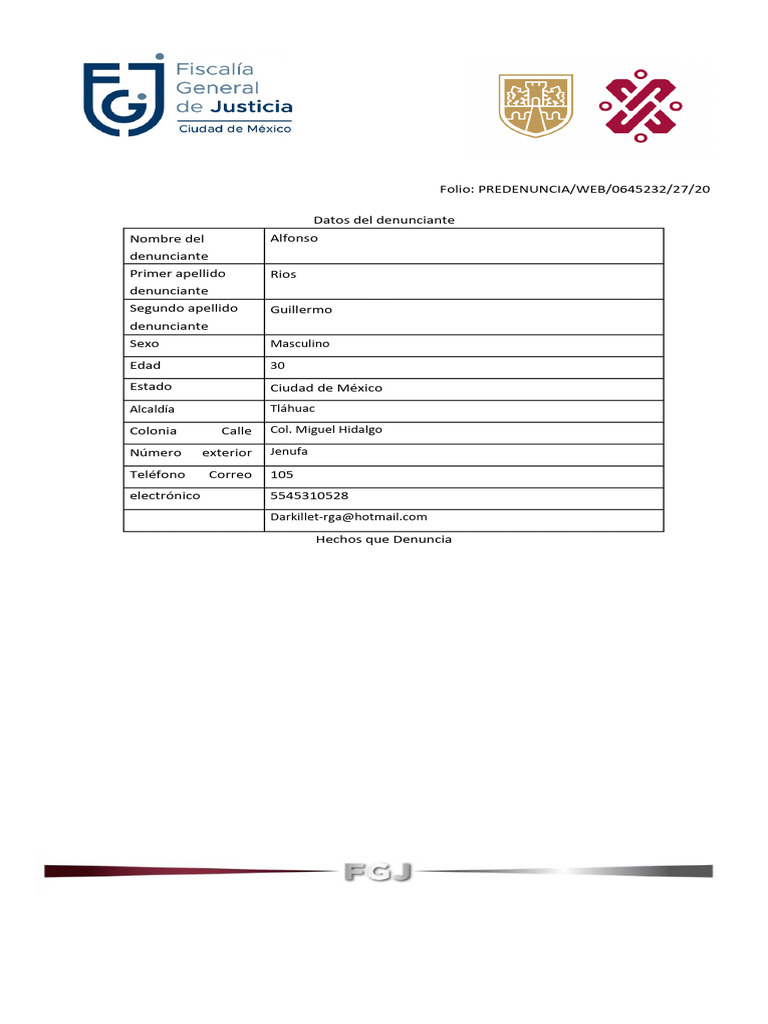 Predenuncia Web 0645232 27 20 | PDF