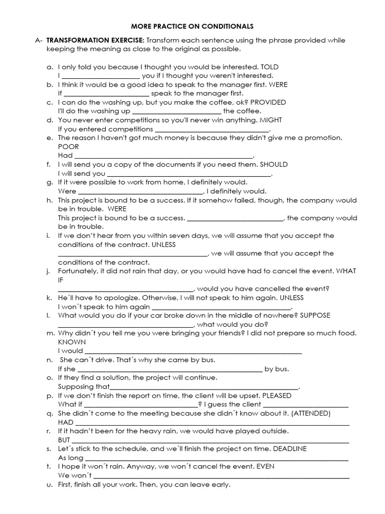 More Practice On Conditionals | PDF