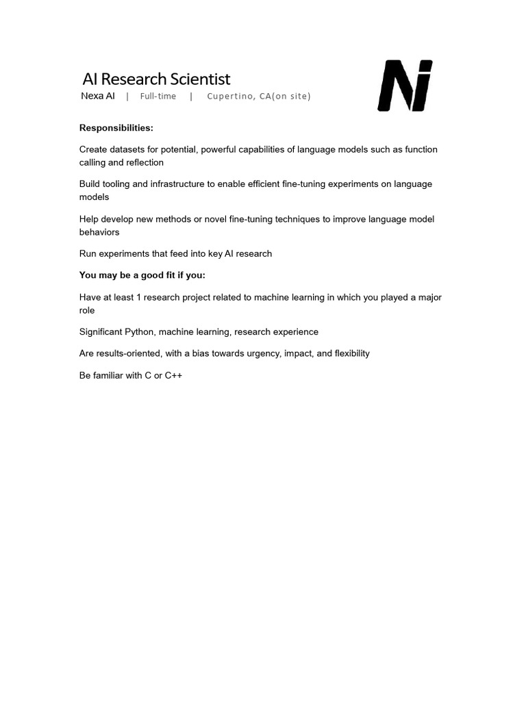 Nexa AI-AI Research Scientist | PDF