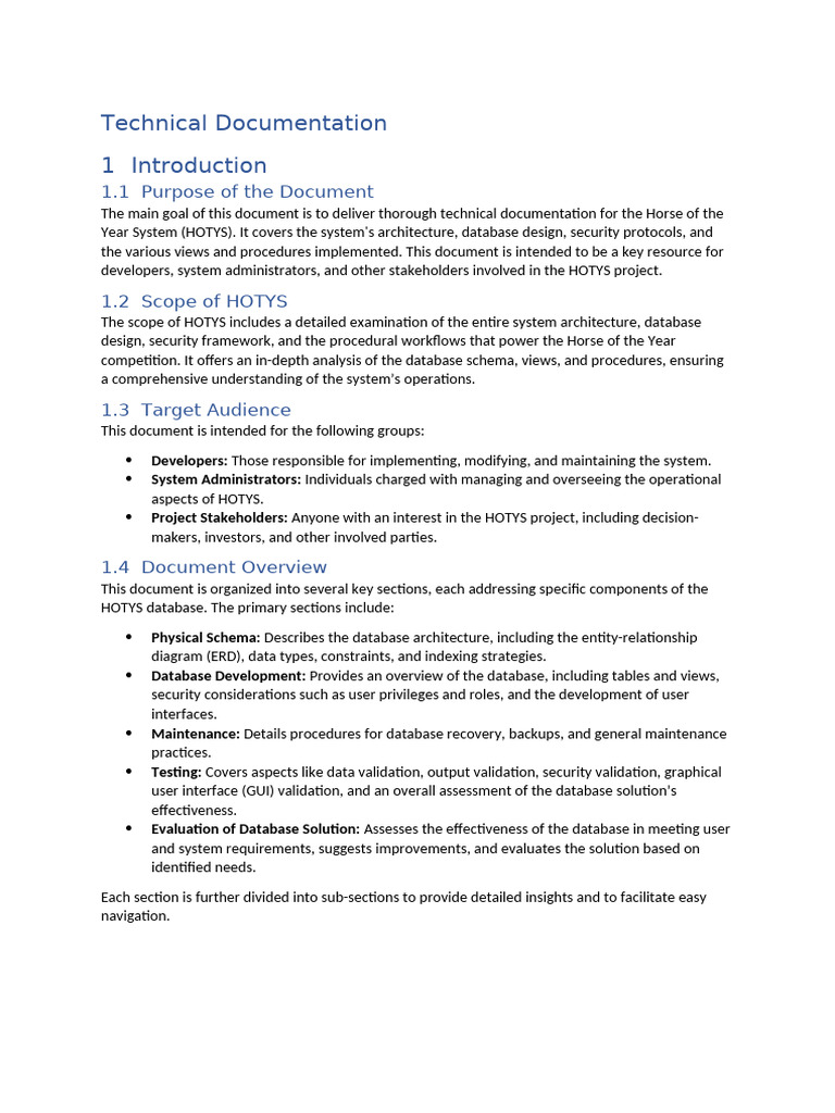 HOTYS Technical Document templatev3 | PDF | Databases | Backup