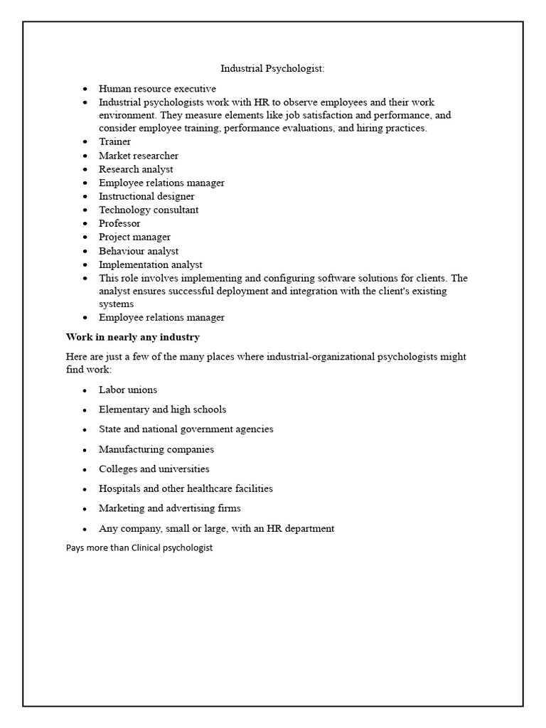 Careers in Industrial Psychology | PDF