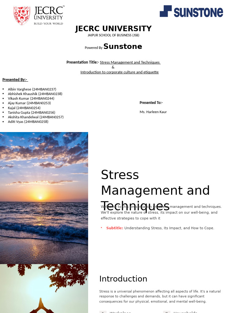CR PPT | PDF | Stress (Biology) | Stress Management