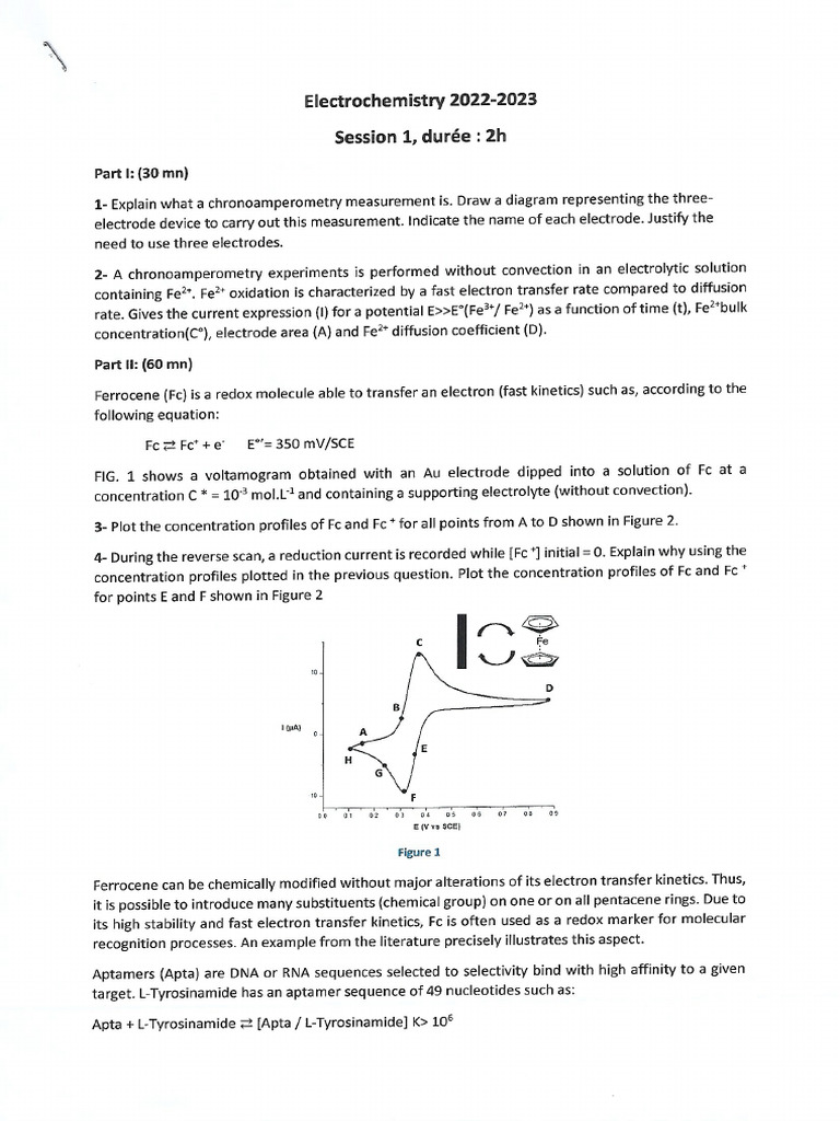 Electrochemistry 2023-2024 - Examen Final PDF | PDF