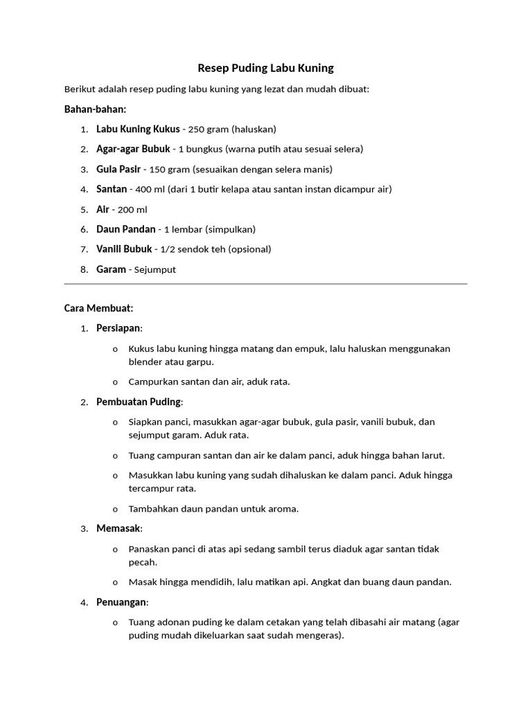 Resep Puding Labu Kuning | PDF