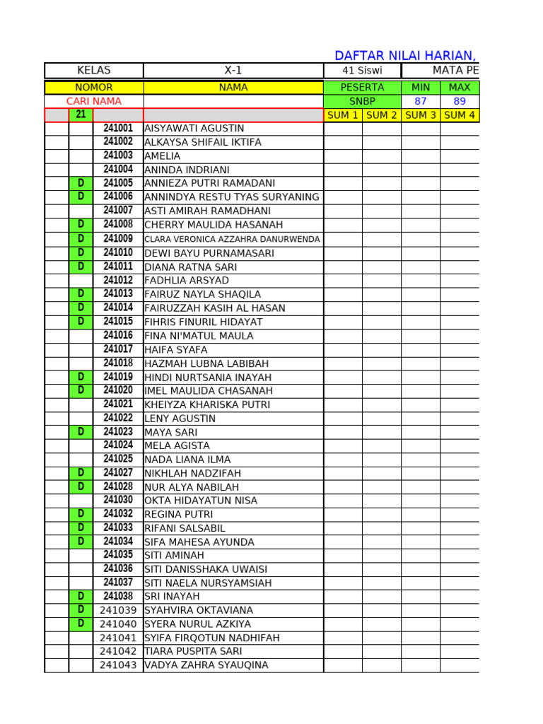Master Terbaru Aplikasi Katrol Nilai Kelas X-1 | PDF