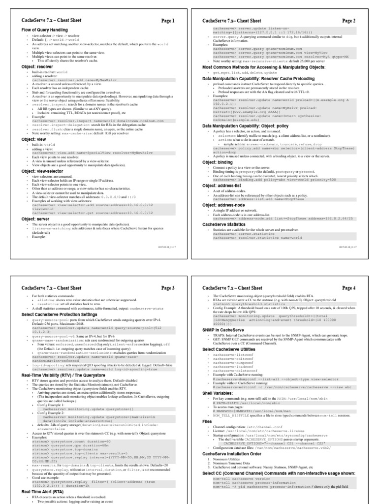Cheatsheet.CacheServe | PDF | Domain Name System | Network Protocols