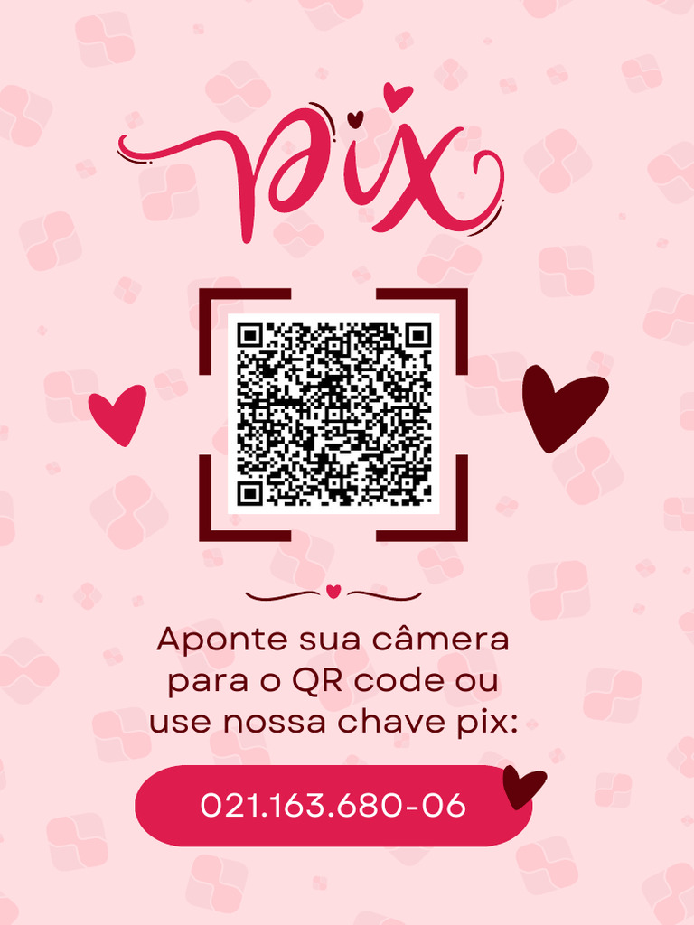 Documento A4 Pague Com Pix Qr Code Para o Dia Dos Namorados Delicado ...