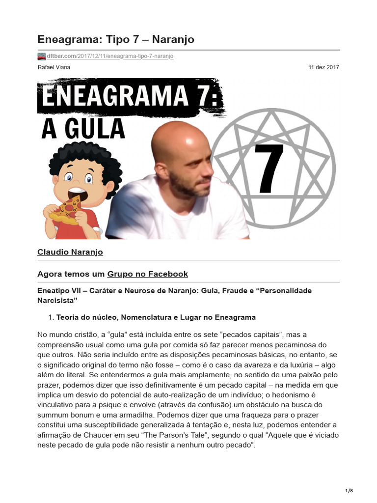 Eneagrama Tipo 7: Gula e Personalidade | PDF | Hedonismo | Prazer