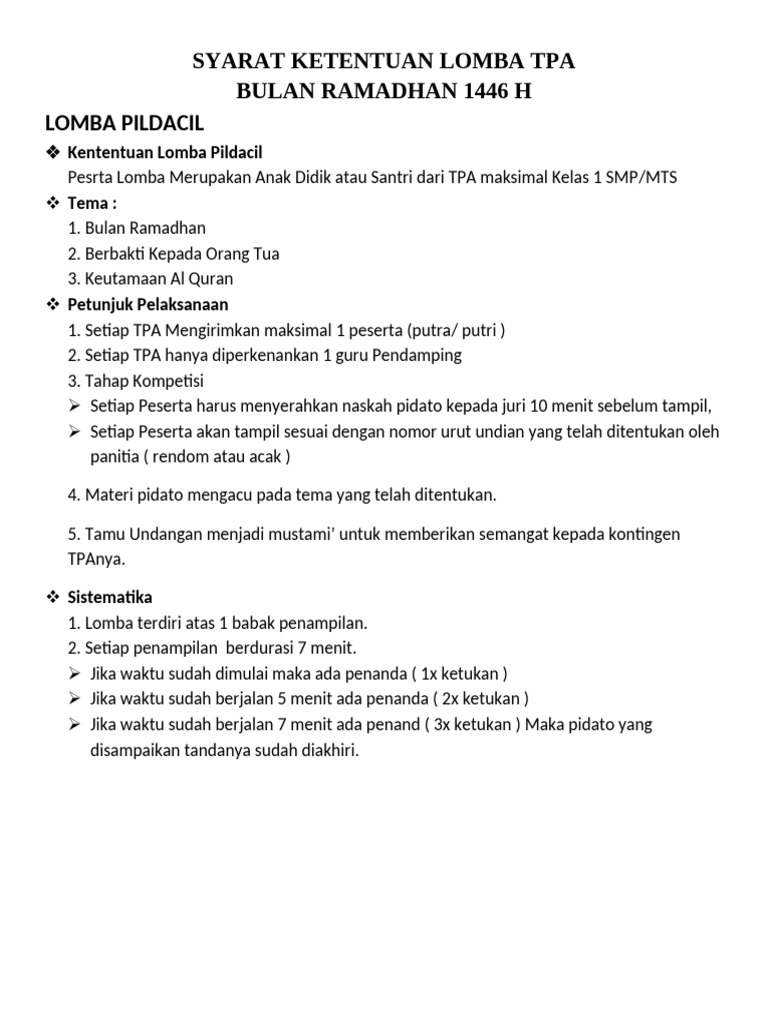 4. Cara penilaian lomba Pildacil | PDF