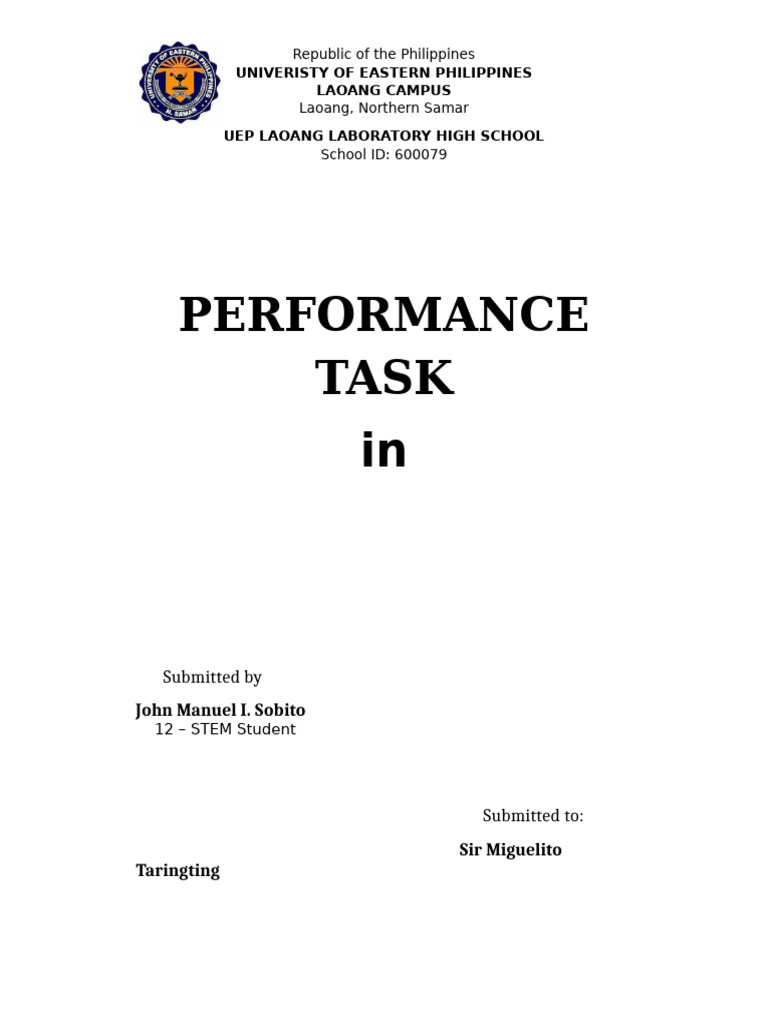 Performance Task in ENTREPRENEURSHIP | PDF
