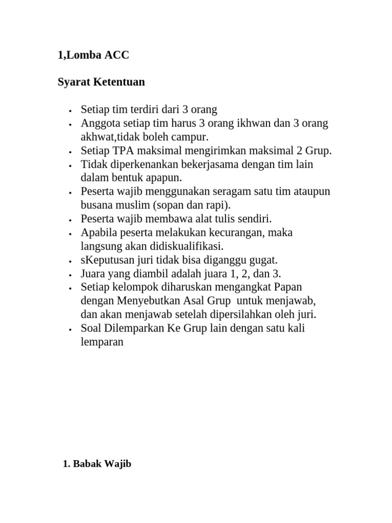 Lomba ACC dan Perlombaan TPA 2023 | PDF