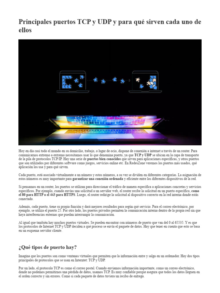 Principales Puertos TCP y UDP y para Qué Sirven Cada Uno de Ellos | PDF ...