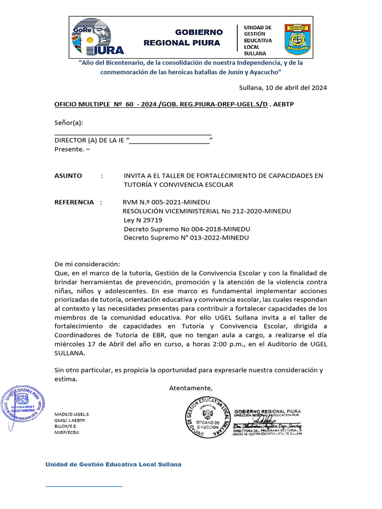 Oficio Mult.60-Aebtp | PDF