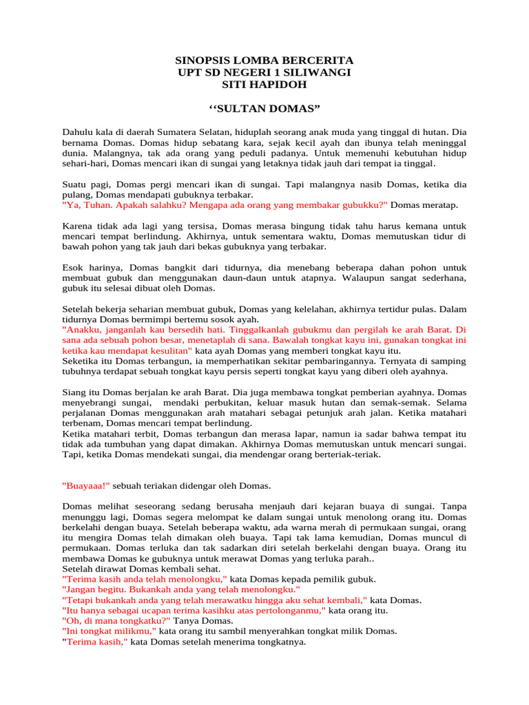 Bercerita Sultan Domas | PDF