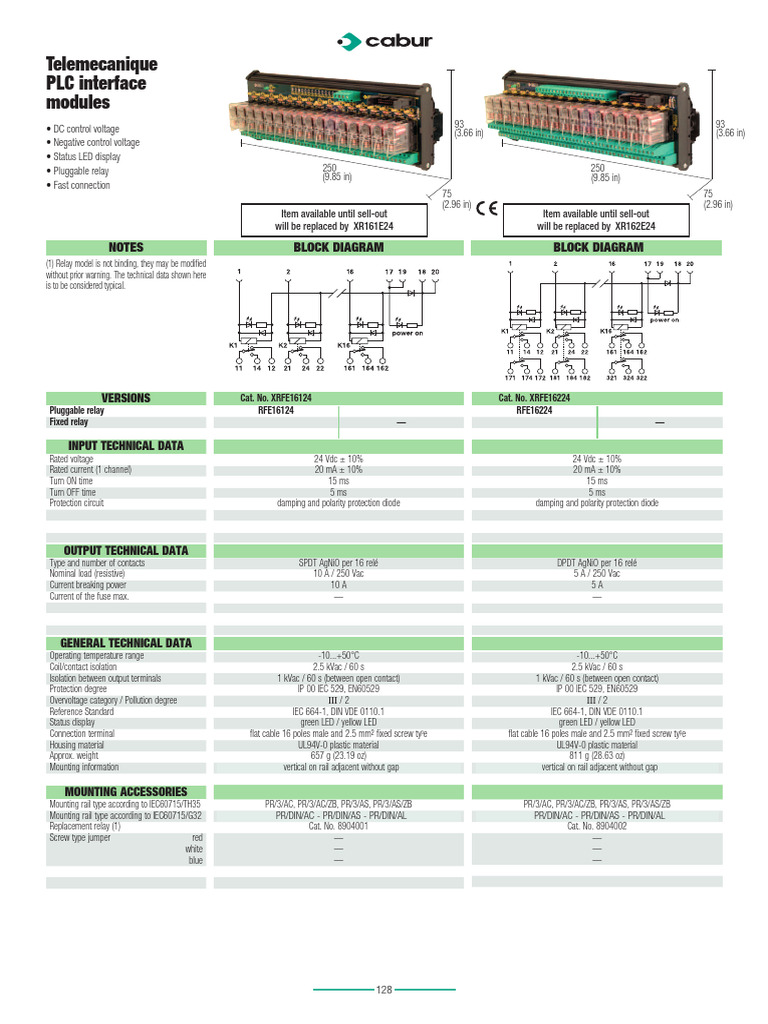 Digital Output Module Cabur XRFE16124 | PDF | Relay | Electrical Engineering