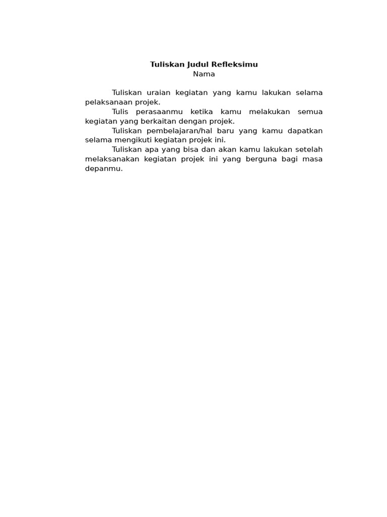 Template Jurnal Refleksi | PDF