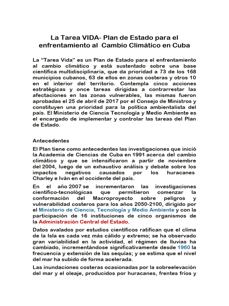 Esp Tarea Vida | PDF | Cuba | Inundar