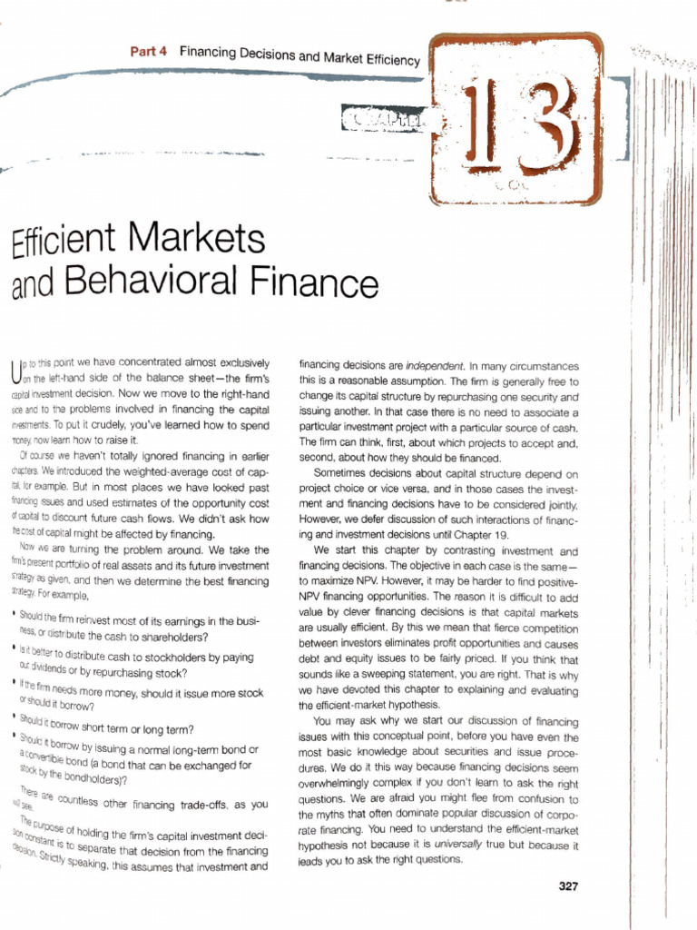PofCF Chapter 13 Efficient Markets and Behavioral Finance 2 | PDF