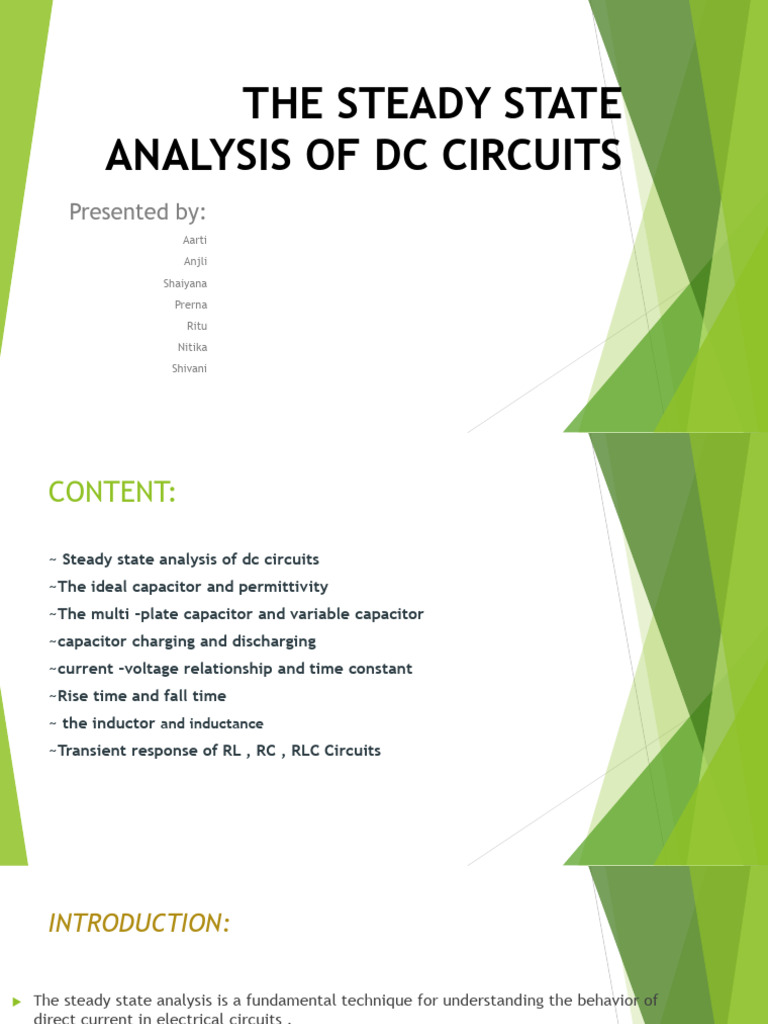 Steady State Analysis Of Dc Circuits Edit Pdf Capacitor Permittivity