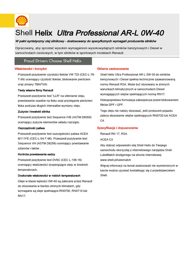 shell 0w40 rsa | PDF