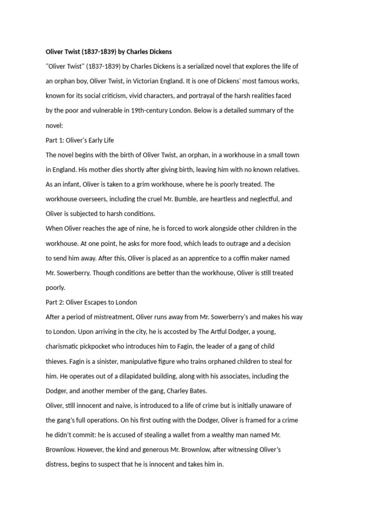 Oliver twist story | PDF | Oliver Twist | Nancy (Oliver Twist)