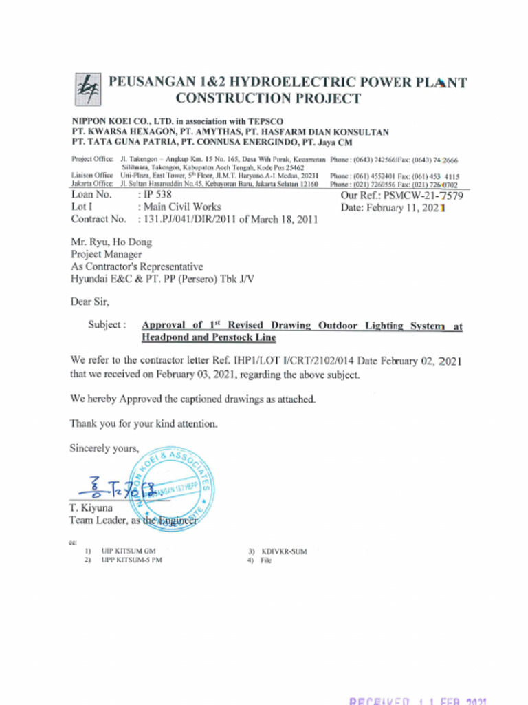 PSMCW-21-7579 Approval of 1st Revised Drawing Outdoor Lighting System ...
