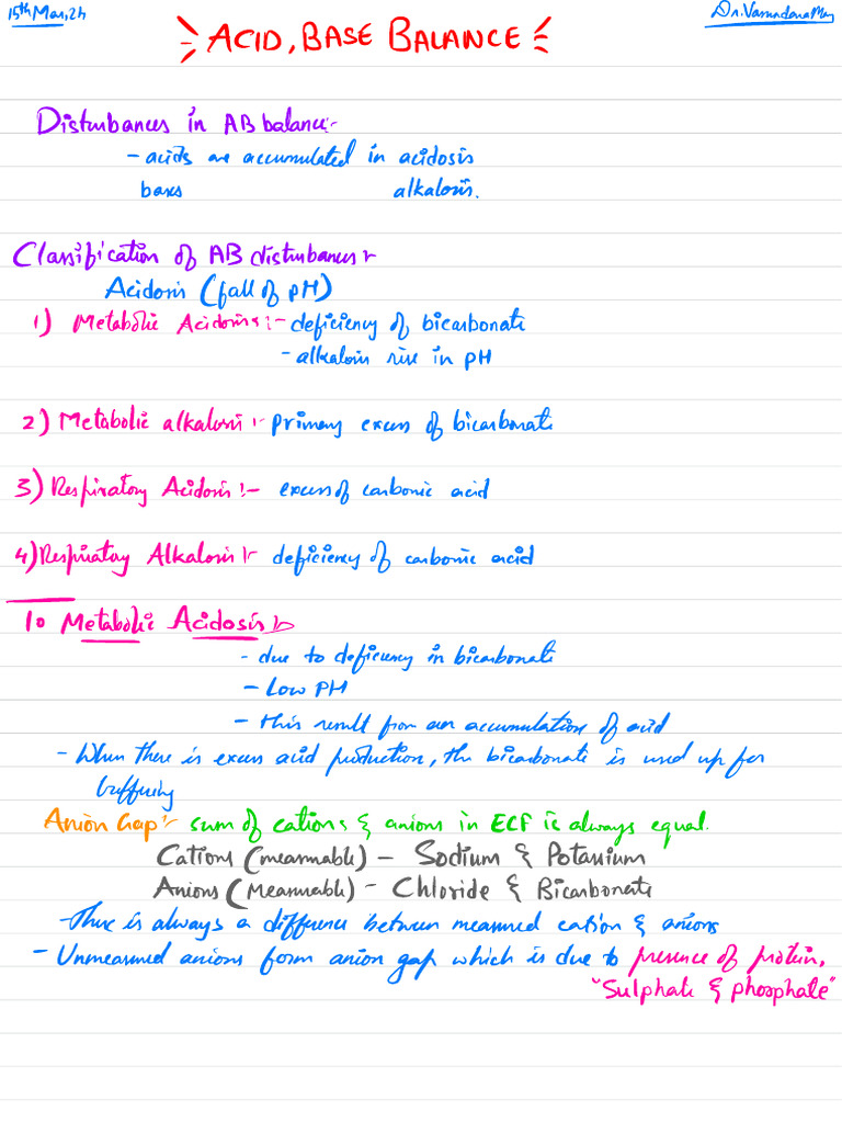 Acid-Base Balance Disturbances | PDF | Intensive Care Medicine | Physiology