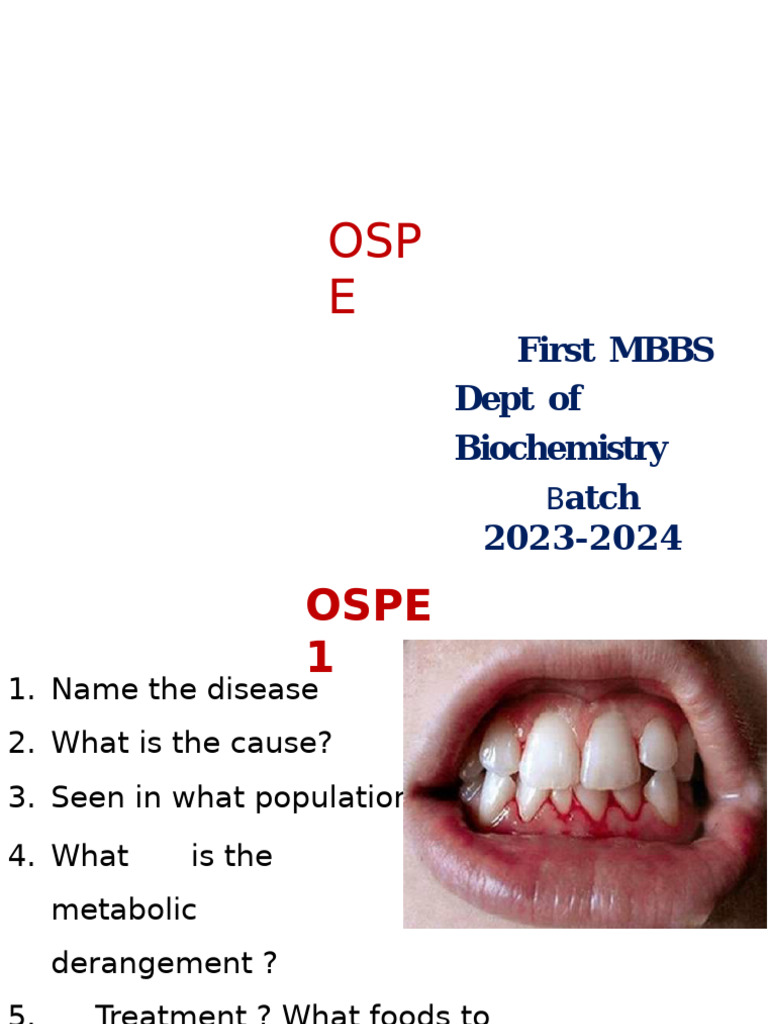 Biochemistry OSPE Exam: Diseases & Metabolism | PDF | Gout | Vitamin C