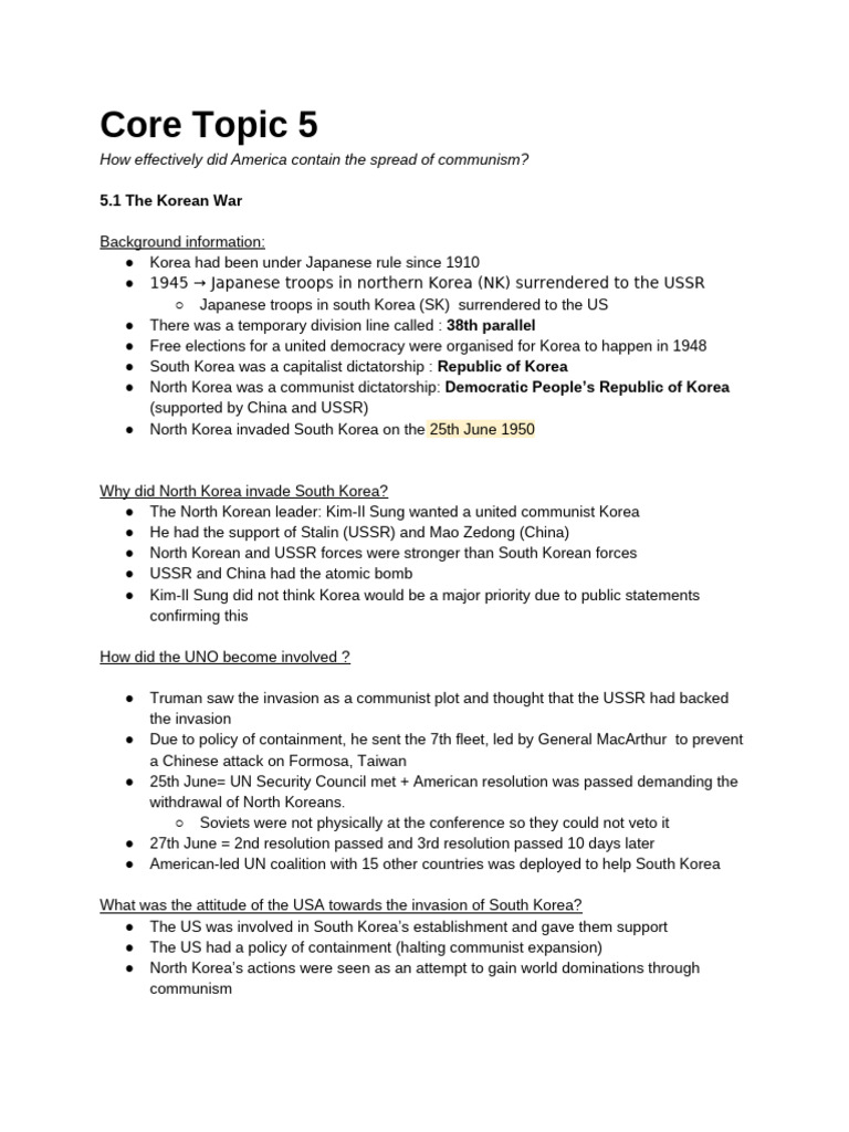 US Cold War Containment Efforts | PDF | Korean War | Nikita Khrushchev