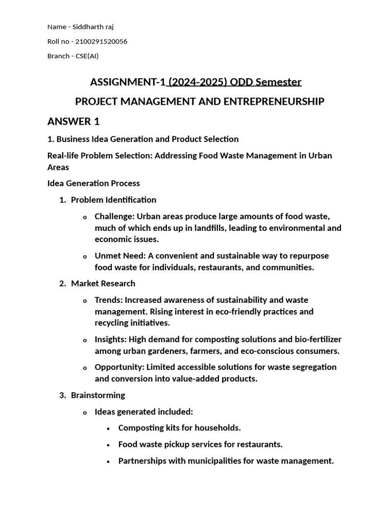Assignment 1 | PDF | Waste | Waste Management