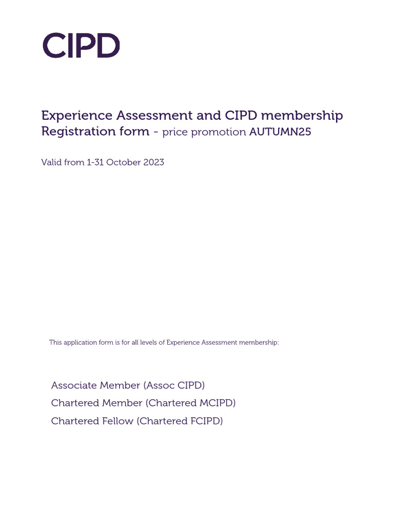 CIPD Experience Assessment Application Form | PDF | Payments | Debit Card