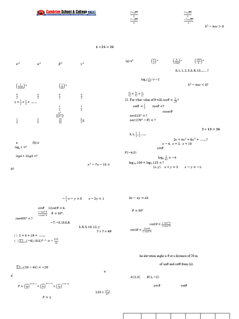 9 EV Math Uttara | PDF | Square Root | Real Number
