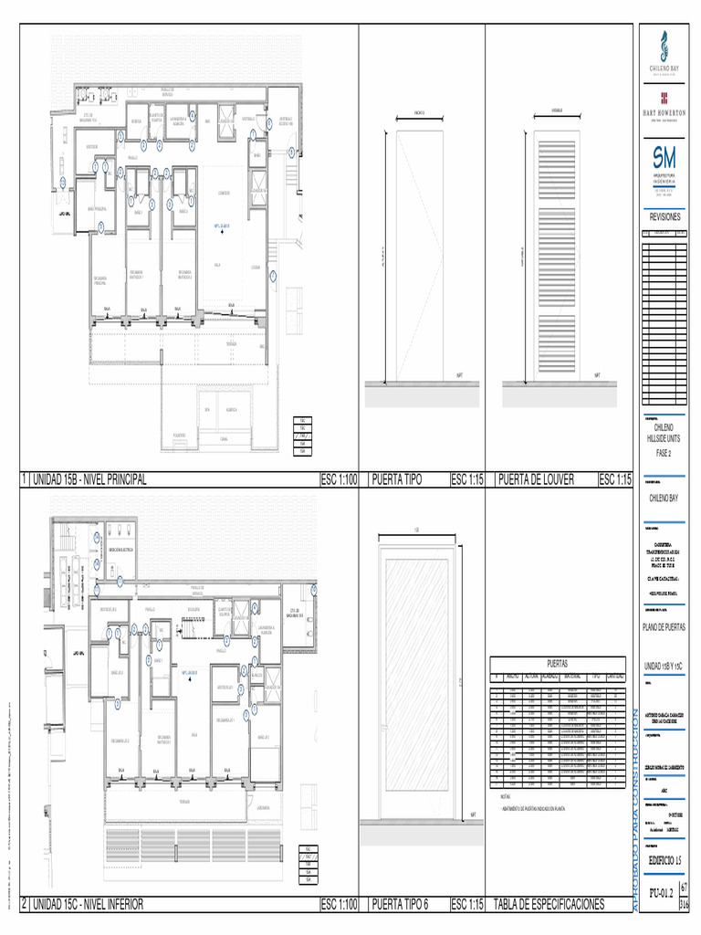 PU 01.2 PLANO DE PUERTAS UNIDAD 15B Y 15C Rev.0 | PDF