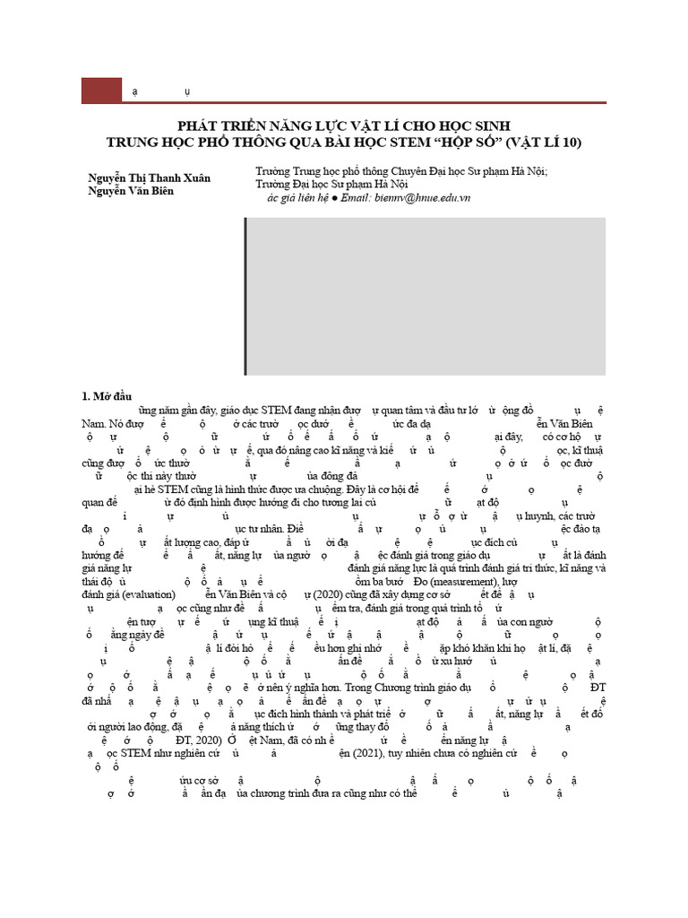 PHT Trin NNG LC VT L Cho HC Sinh Trung HC PH THNG Qua Bi HC Stem HP S VT L 10 | PDF