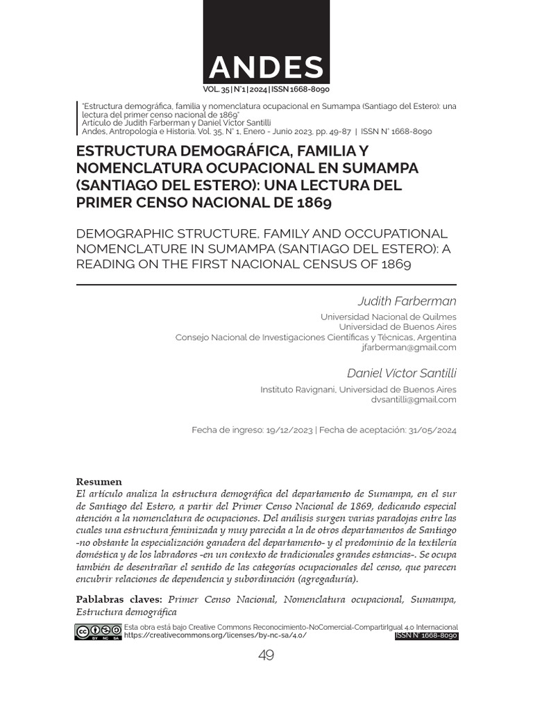 FARBERMAN y SANTILLI - Estructura demografica familia y nomenclatura ocupacional | PDF ...