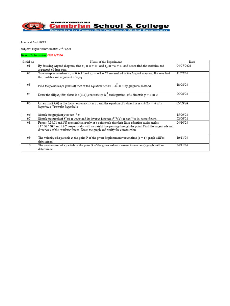 Practical For HSC25 Ev | PDF