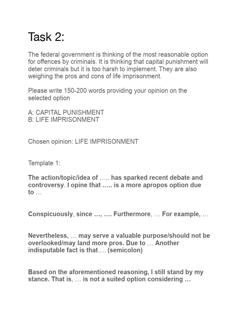 Writing Task 2 Template | PDF