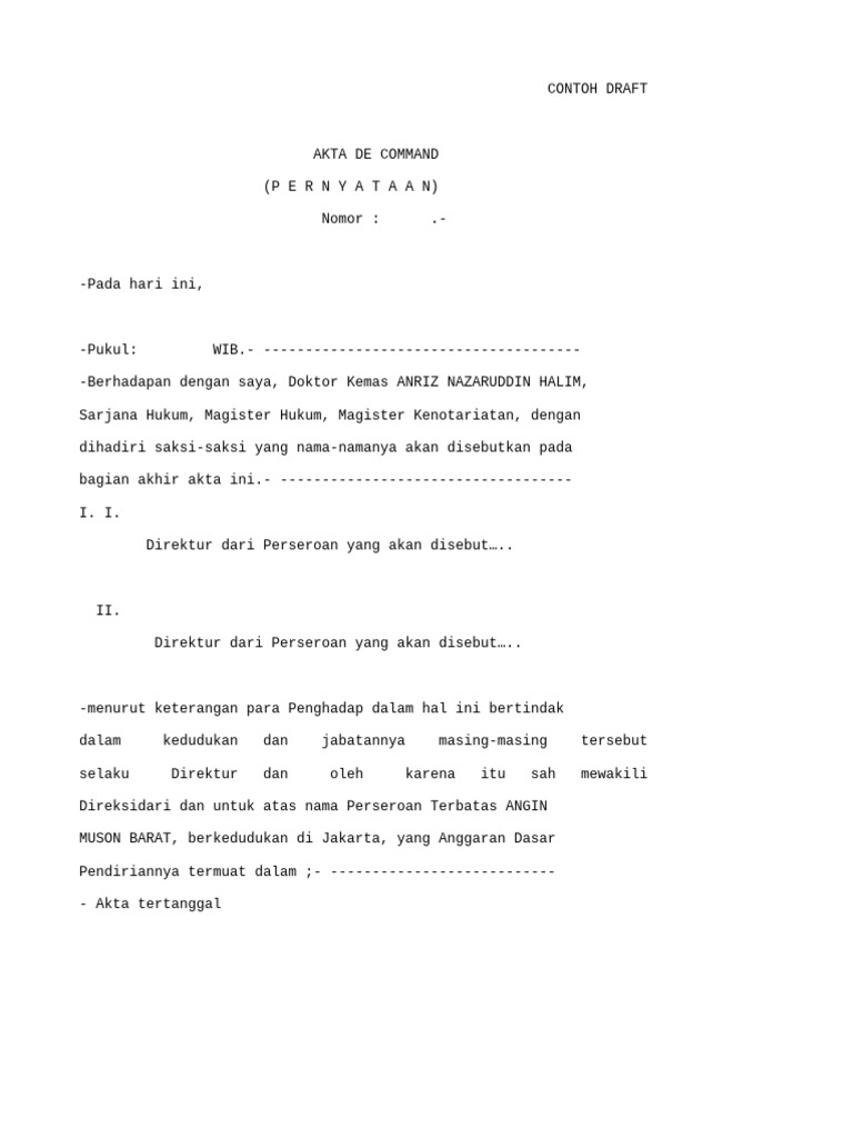 Contoh Akta de Command | PDF