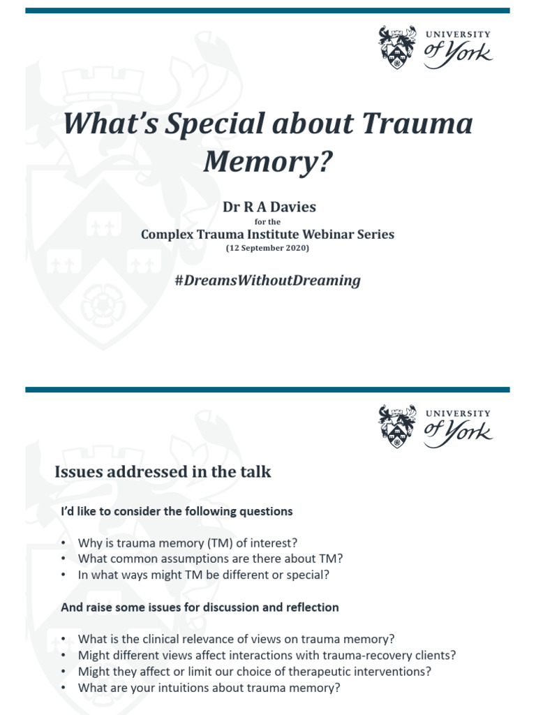 Memory and Trauma September 2020 RAD Share | PDF | Psychological Trauma ...