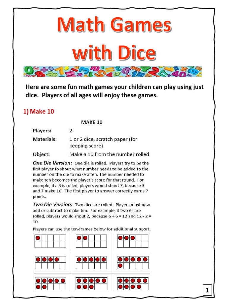 Math-Games-with-Dice | PDF | Dice | Gaming