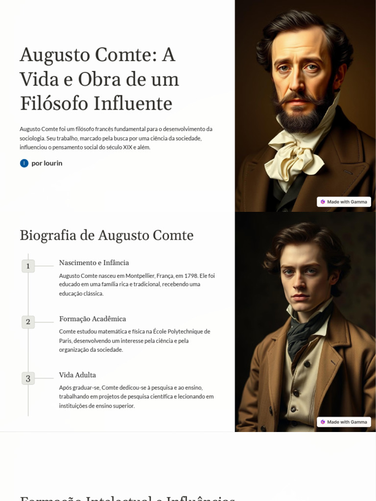 Vida e Obra de Augusto Comte | PDF | Sociologia | Positivismo